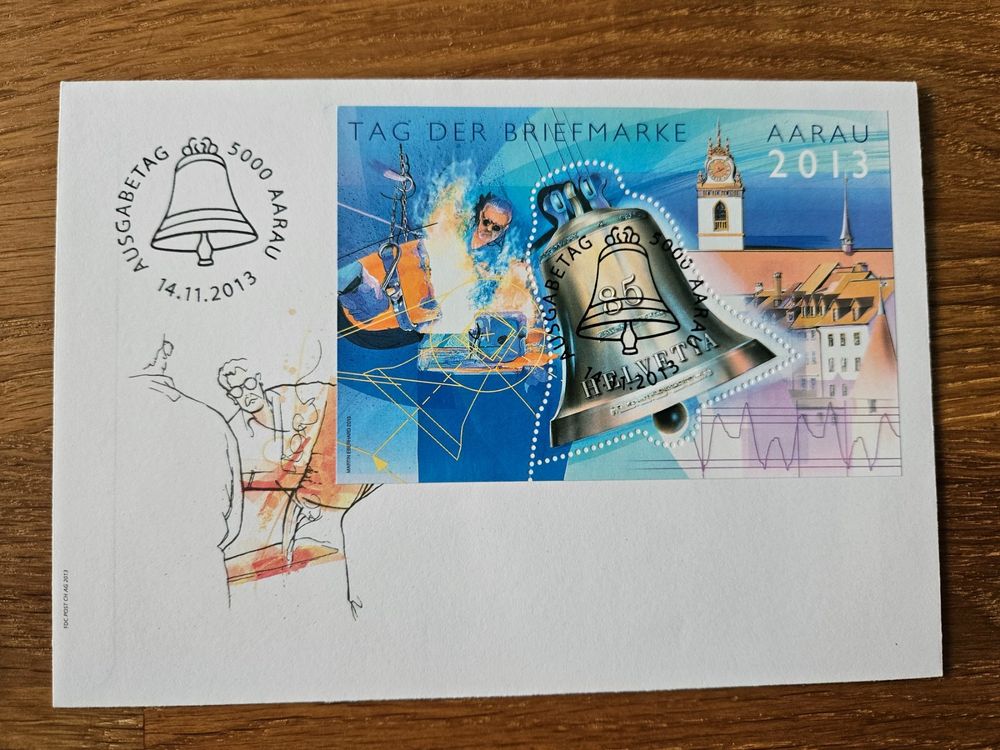FDC Sonderblock Tag der Briefmarke Aarau 2013 Voll-Ersttag (Gebraucht ...