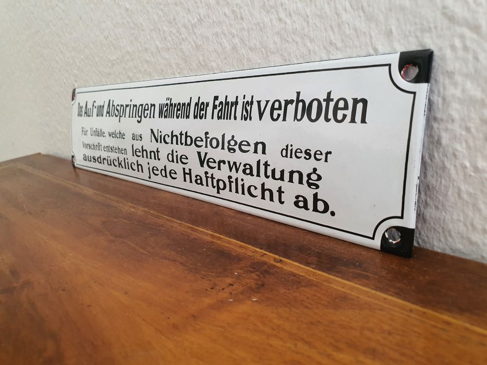 Emailschild Verboten Springen Bahn Zug Tram Emaille Schild (Neu (gemäss Beschreibung)) in ...