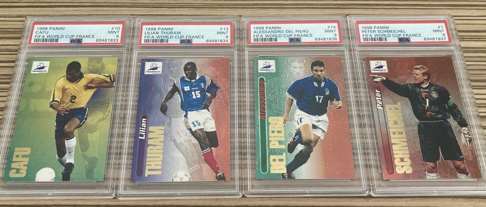 1998 Panini SET Schmeichel, Del Piero, Cafu, Thuram PSA 9 (Neu (gemäss ...