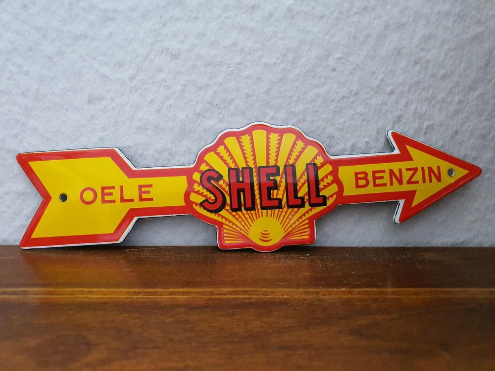 Emailschild Shell Oele Benzin Emaille Schild Reklame Vintage | Kaufen ...