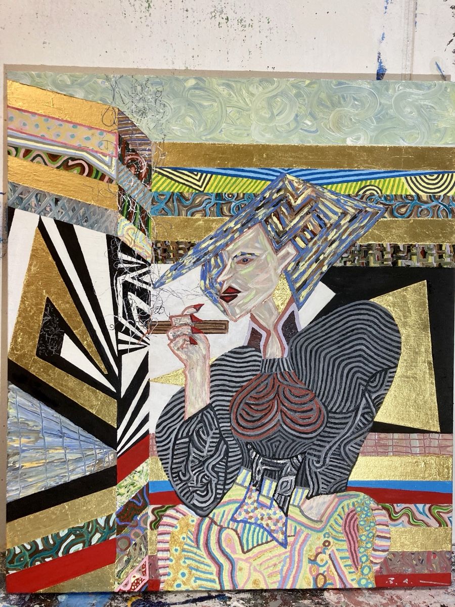 „The Jetset Lady“💫 – inspired by Van Gogh, Klimt & Pica (Neu (gemäss ...