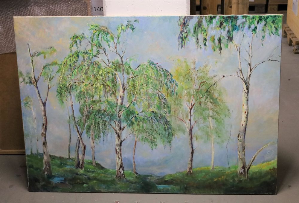 Romeo Bellotti (XX), grosse Gemälde, Birkenwald, signiert | Kaufen auf Ricardo