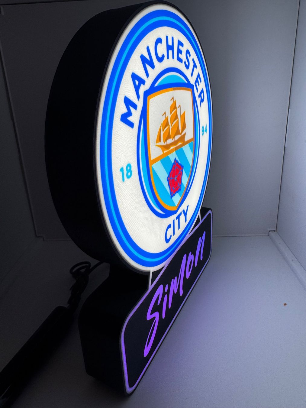 Lumière led Veilleuse Manchester CITY personnalisable (Neuf (Voir ...