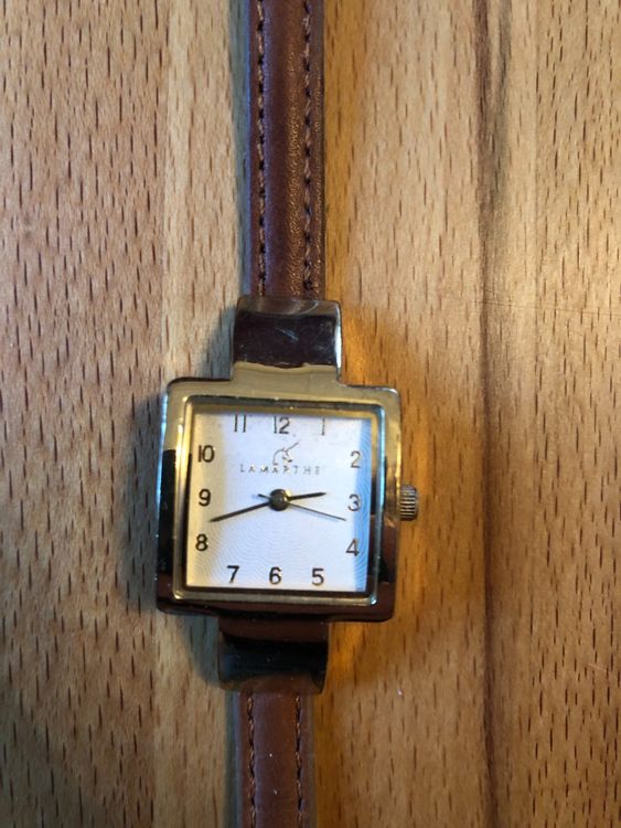 Damenuhr LDADPR Lamarthe Gold, braunes Armband schmal | Kaufen auf Ricardo