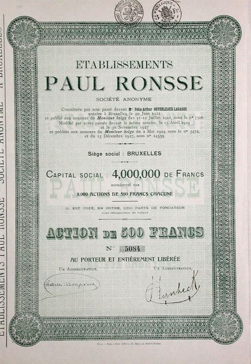 Etablissements Paul Ronsse SA, Bruxelles - 1927 (Gebraucht) in ...