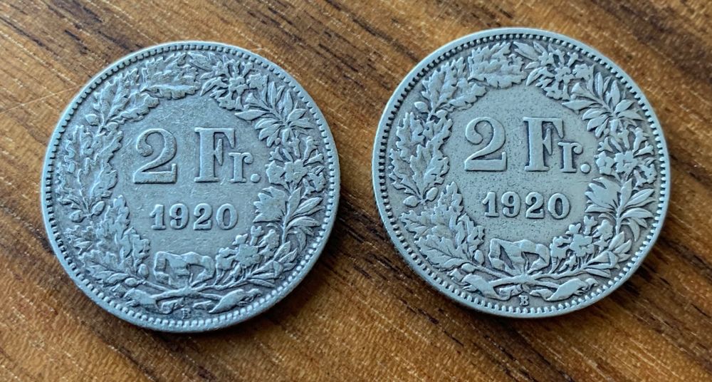 Schweiz 2 x 2 Franken 1920 Silber (Einzelverkauf möglich) | Kaufen auf Ricardo