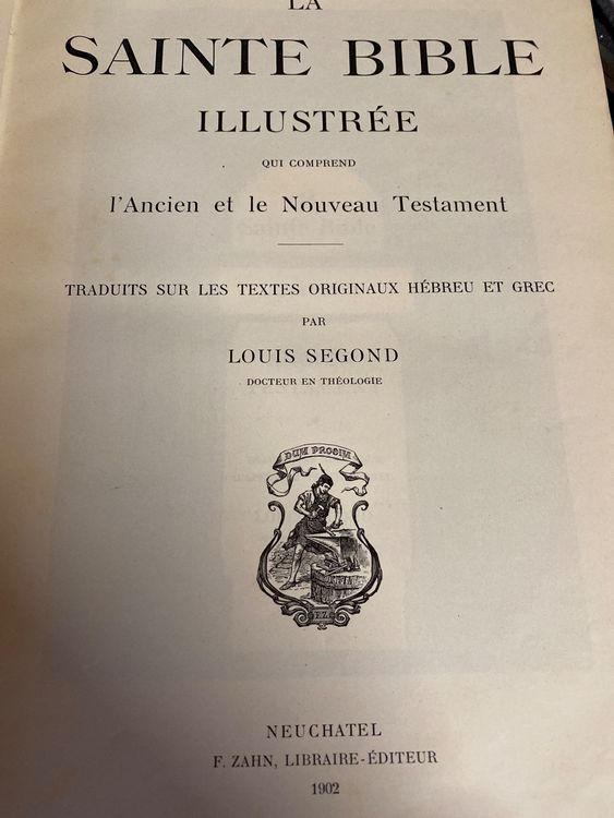 Bible illustrée Louis Segond 1902 (D'occasion) à Le Brassus pour CHF 15 ...