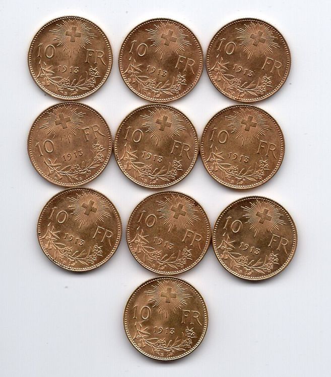 (17) 10 x 10 Franken 1913 Vreneli, top stgl | Kaufen auf Ricardo