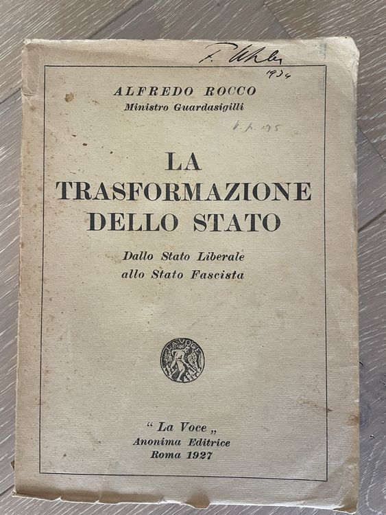 Livre rare Alfredo Rocco 1927 (D'occasion) à Sins pour CHF 120 – avec ...