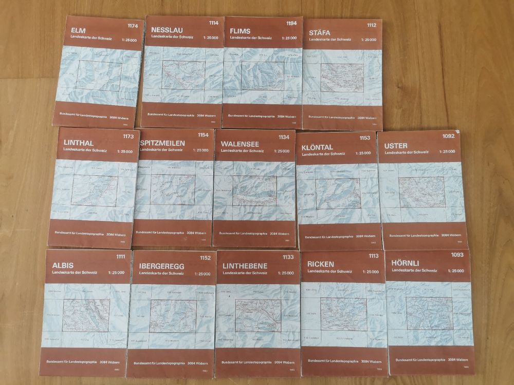 Landeskarten der Schweiz 1:25'000 div. Blätter (Gebraucht) in Benken SG ...