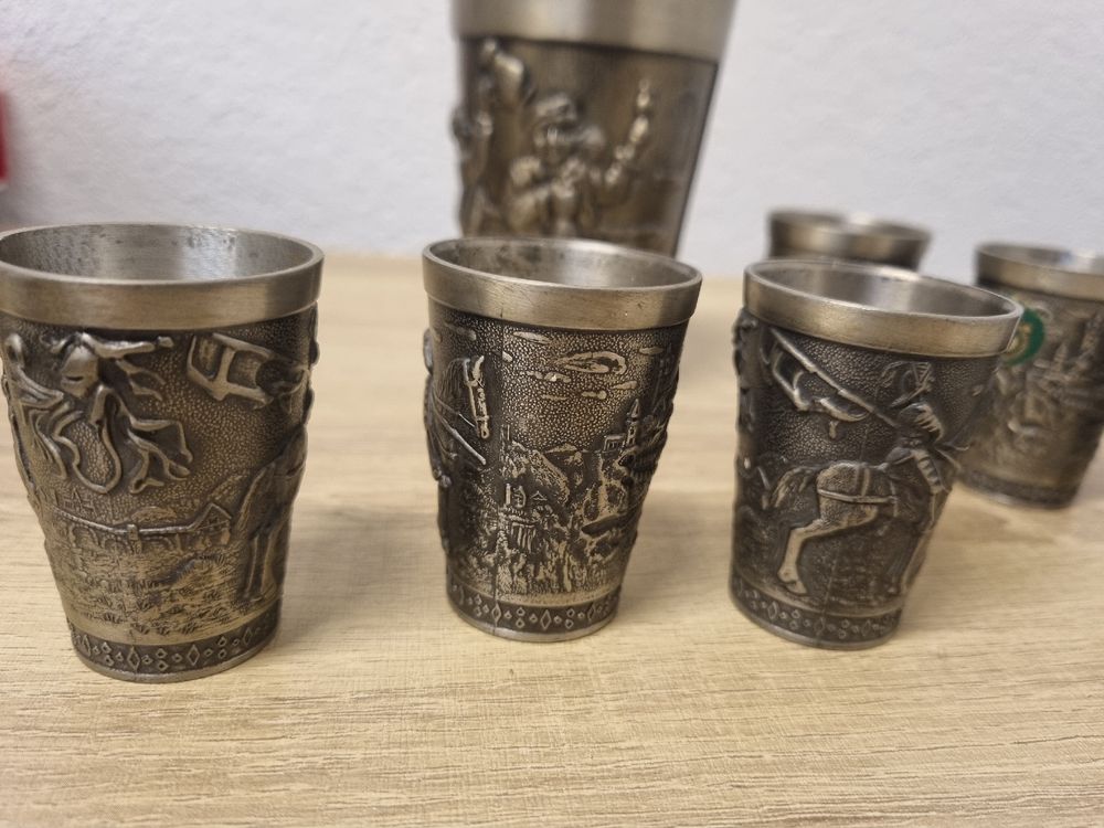 Antikes Frieling Zinn Germany Grosser Becher + 6 Stamperla | Kaufen auf ...