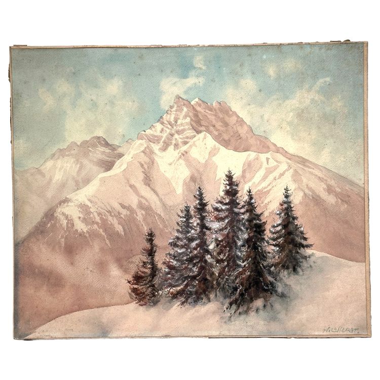 Aquarelle sur carton paysage de montagne signée NICOLLERAT (Gebraucht) in Morges für CHF 180 ...