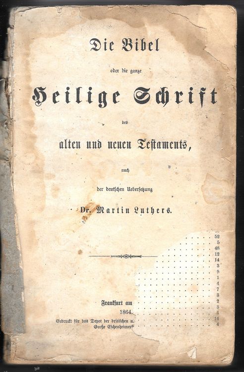 Die Bibel / Heilige Schrift nach Dr. Martin Luthers 1864 | Kaufen auf Ricardo