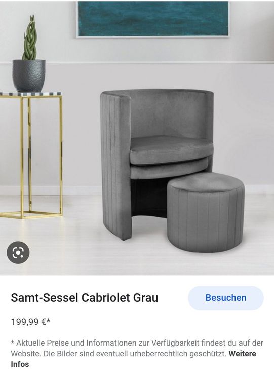 3 Stück KARE DESIGN Sessel Samt mit je ein Hocker (Neu (gemäss ...