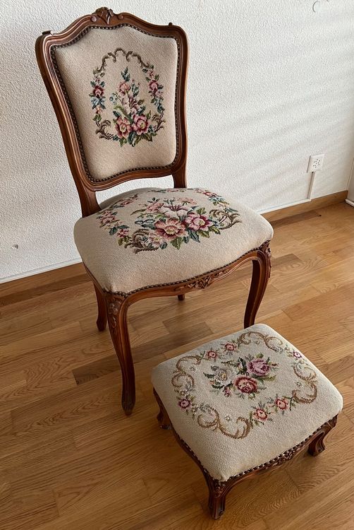 Stuhl mit Gobelin-Bestickung | Kaufen auf Ricardo