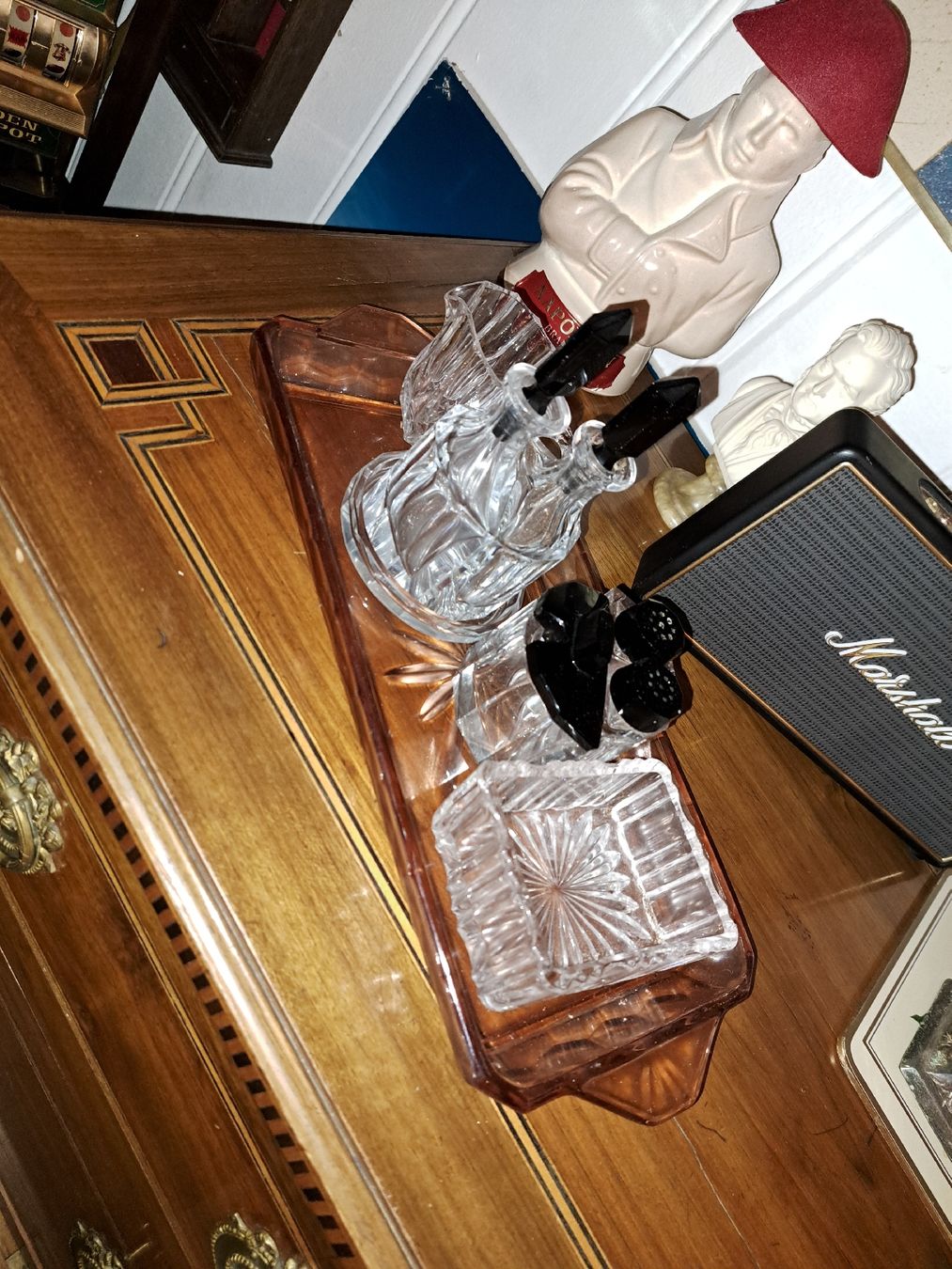 Antikes Kristall Set, Glas, Öl essig salz Pfeffer art deco (Gebraucht ...