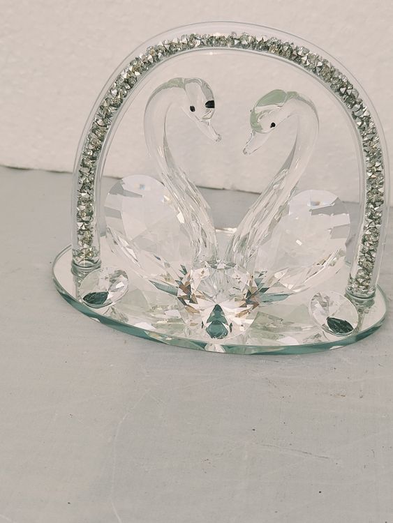 SCHWANPÄÄRCHN KRISTALL GLASS FIGURGESCHENK HOCHZEITSJUBILÄUM (Gebraucht ...