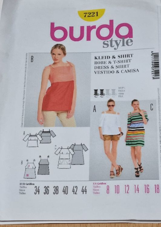 Burda Schnittmuster Nr.7221 Kleid + Shirt Gr. 36-44 (Neu (gemäss ...