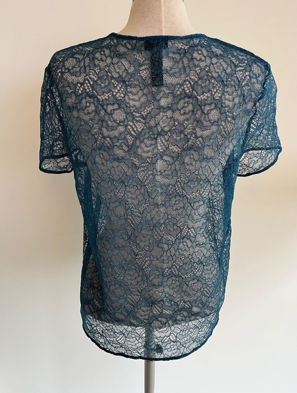 LA PERLA Spitzen-Shirt petrolblau, Grösse S-M - 159 Euro NEU (Neuf avec ...
