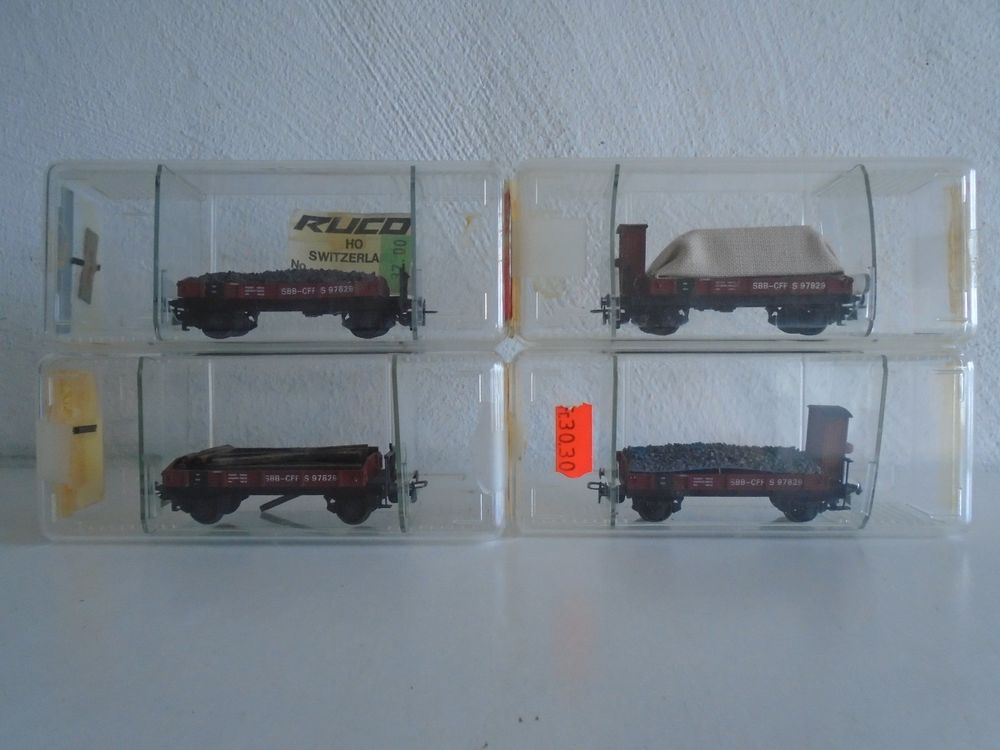 Ruco H0: Set mit 4 Oldtimer-Güterwagen der SBB, WS, mit OVP (Gebraucht ...