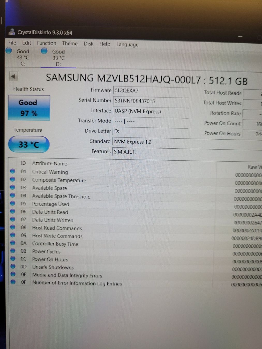 Samsung SSD 512GB NVME m.2 (Gebraucht) in Unterengstringen für CHF 24 ...