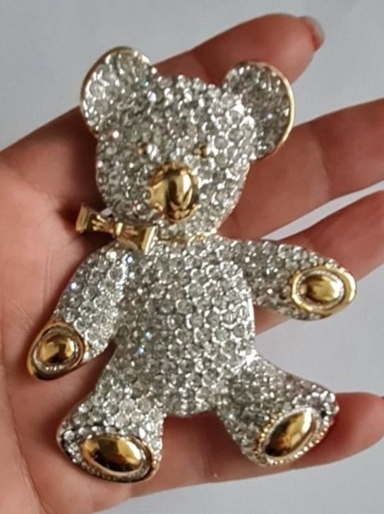 Brosche Teddybär silber Gold mit strasen (Gebraucht) in Kölliken für ...