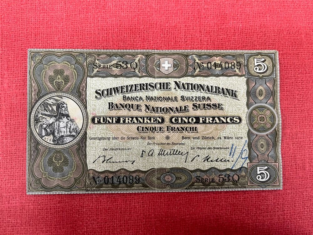 5 Franken Note 1952 wenig gebraucht TOP (Gebraucht) in Ormalingen für CHF 9.95 – mit Lieferung ...