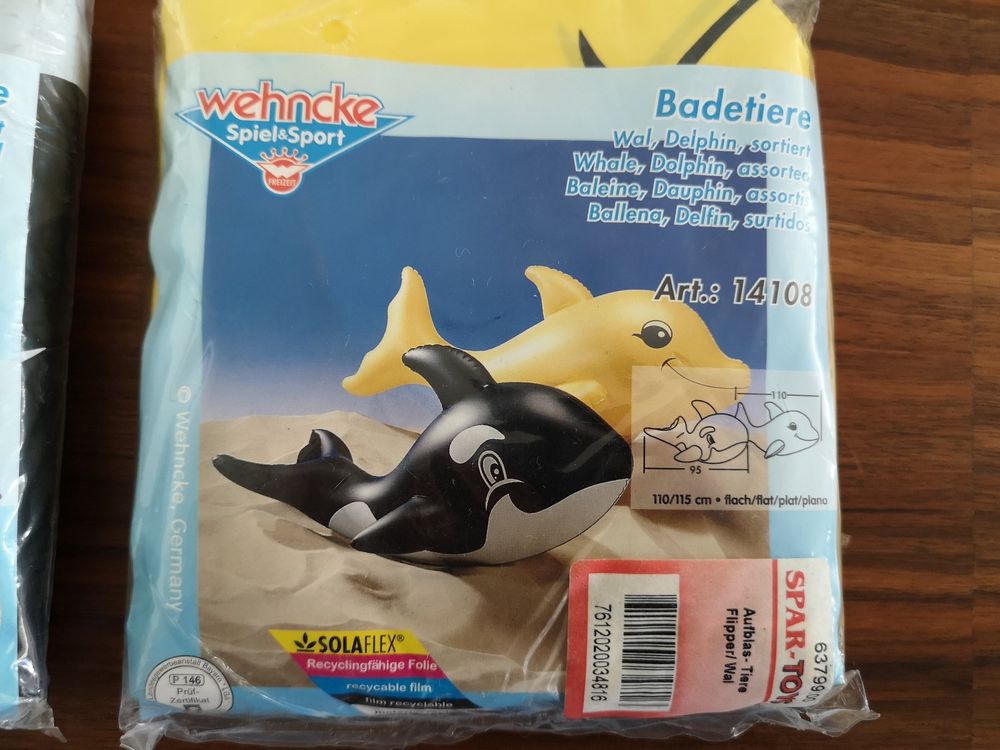 Pool Camping Wal Delfin 2x Badetiere Wehncke +1x Schwimmring (Neu ...