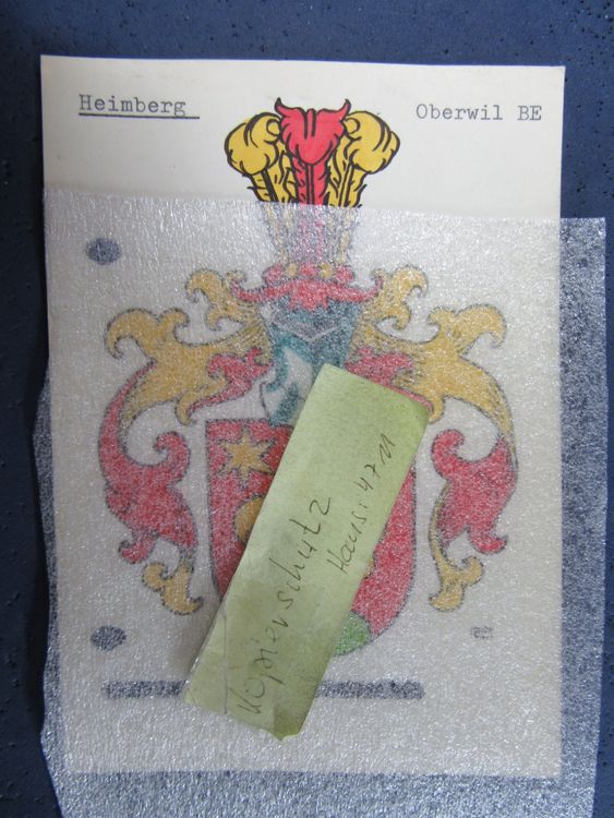 HEIMBERG OBERWIL BE FAMILIENWAPPEN KARTE ALT HANDBEMALT (Gebraucht) in ...
