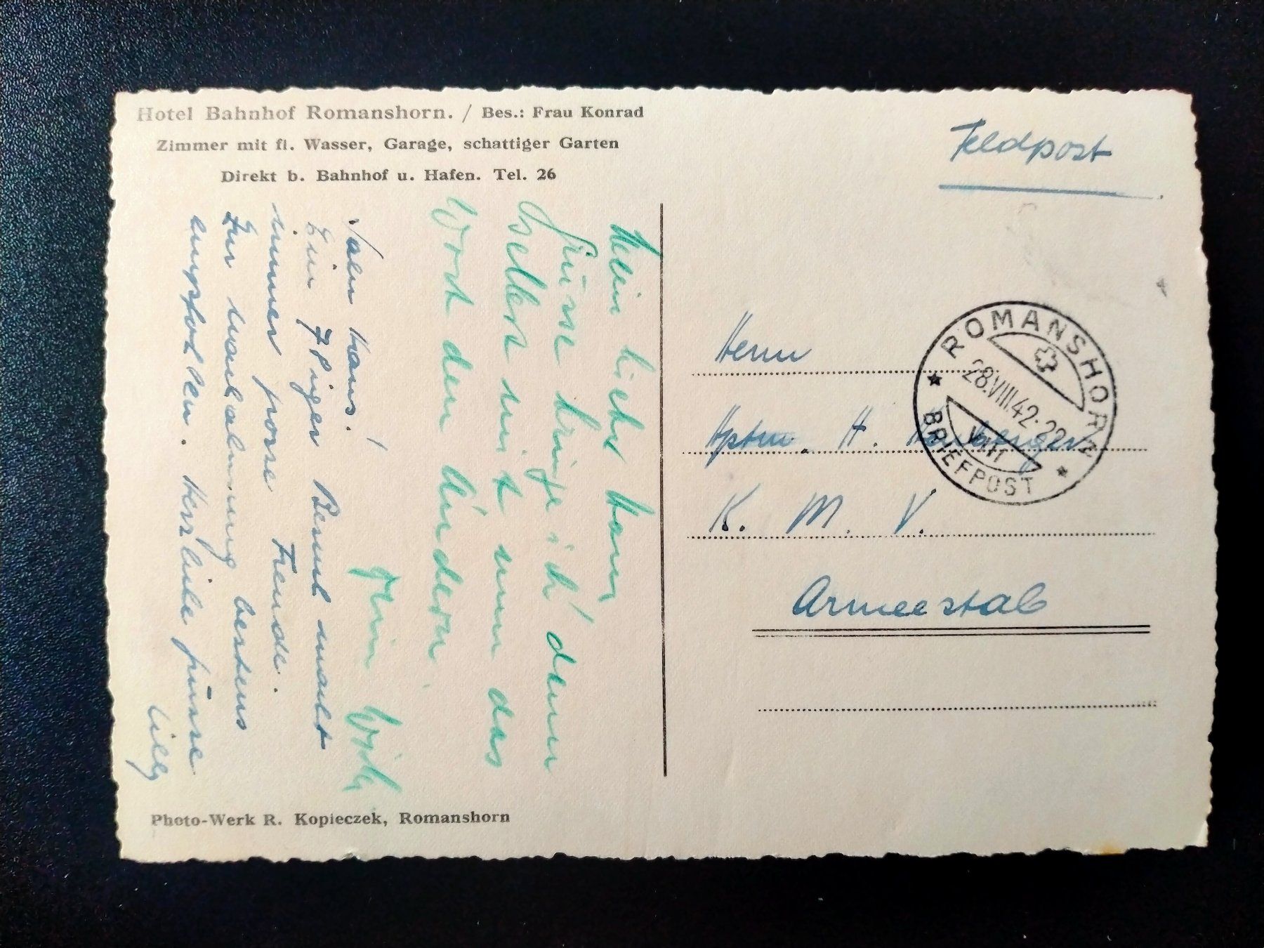 Romanshorn Hotel Bahnhof um 1942 AK Thurgau Häuser (Gebraucht) in ...