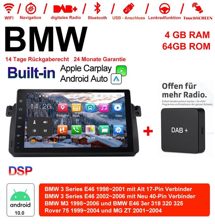 BMW E46 und M3 Android 10 Autoradio+DAB (Neu und originalverpackt) in Chur für CHF 510 – mit ...