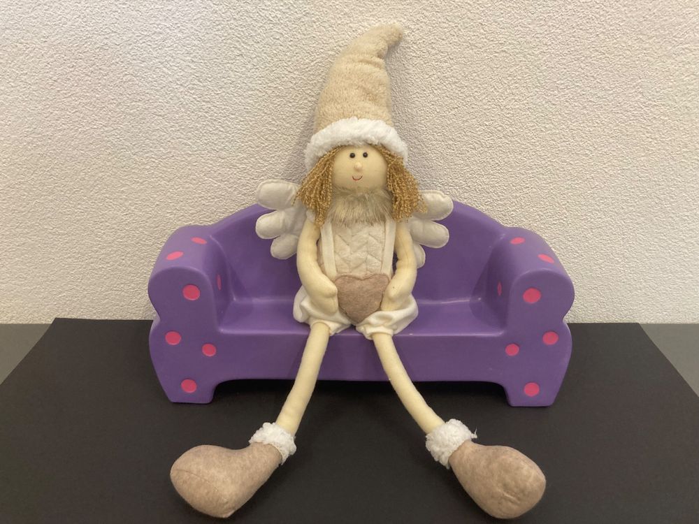 Engel Kantenhocker aus Wolle/Fell, ca. 70 x 25 x 12 cm, NO 8 (Neu ...