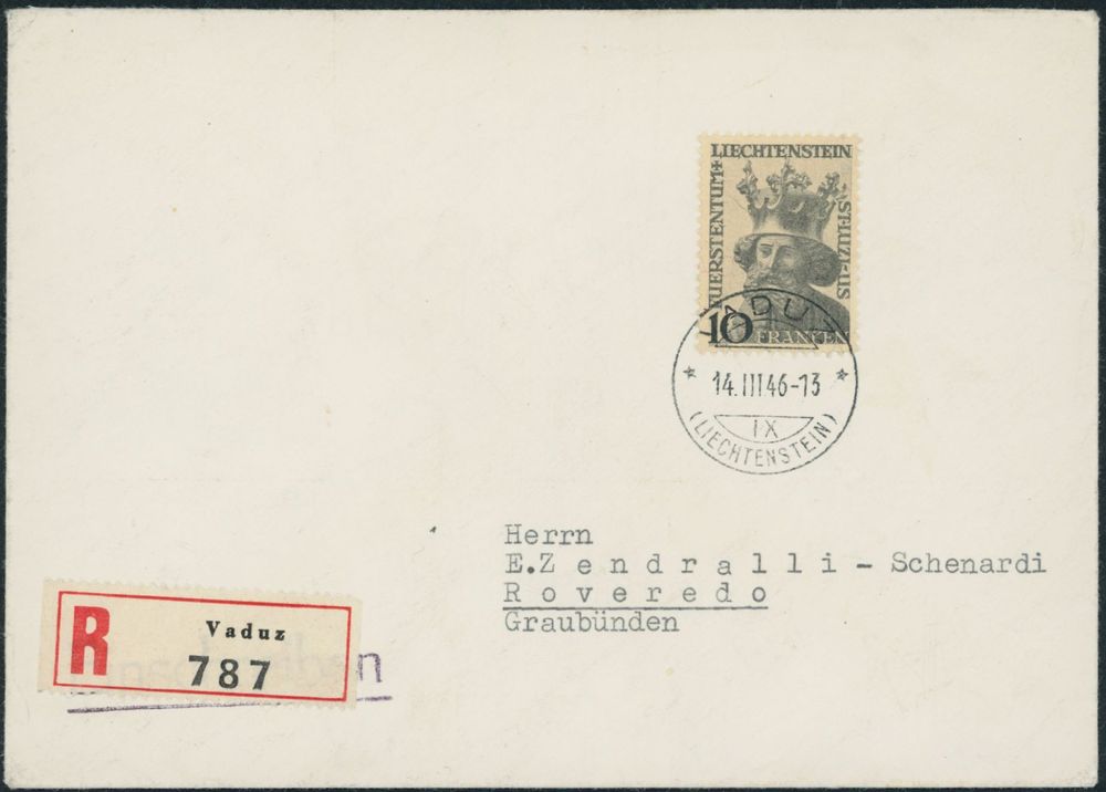FL - 1946 - Heiliger Luzius - Ersttagsbrief FDC (Gebraucht) in Schindellegi für CHF 425 – mit ...