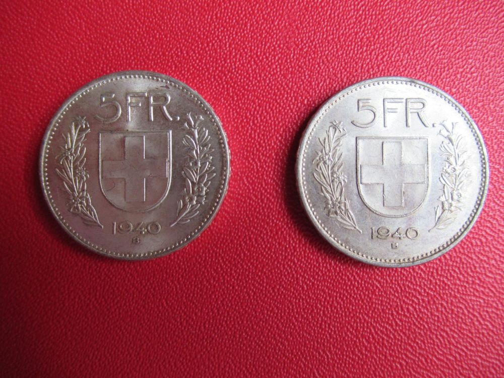 5 FRANKEN SILBERMÜNZEN 1940 - SET MIT 2 STÜCK (Gebraucht) in Moosseedorf für CHF 23.7 – mit ...