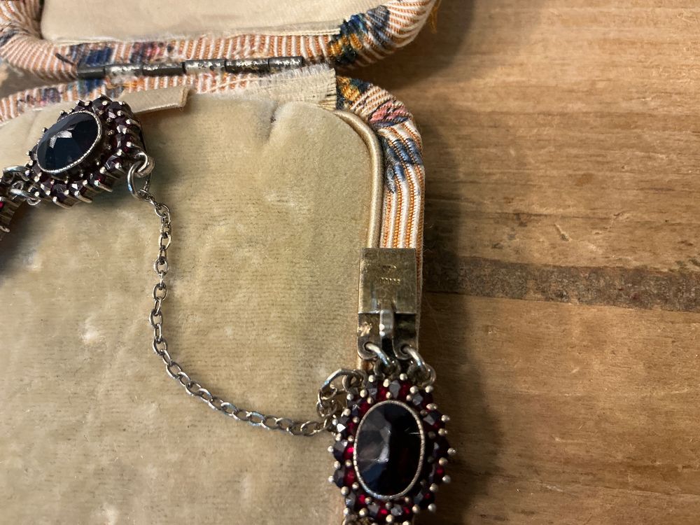 JUGENDSTIL ARMBAND SILBER 800-ER VERGOLDET GRANATE UM 1900 (Gebraucht ...