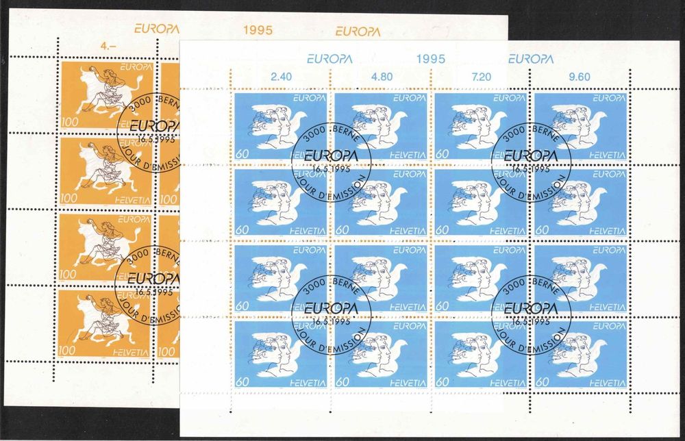 1995, Europa Kleinbogen Erni (880-881) mit ET-Stempel (Neu (gemäss Beschreibung)) in Nuglar für ...