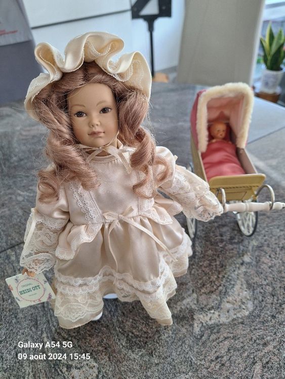 Poupée Heidi Ott, romantique avec poussette et bébé (Neu und ...