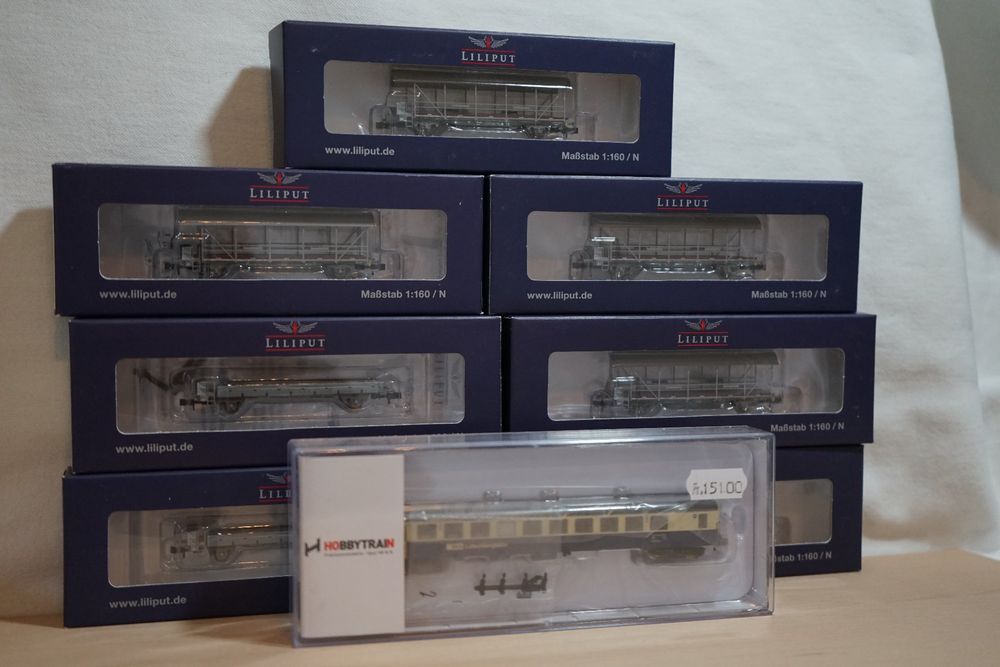 Spur N Hobbytrain BLS Autosteuerwagen+Liliput Autowagen Set (Neu und ...