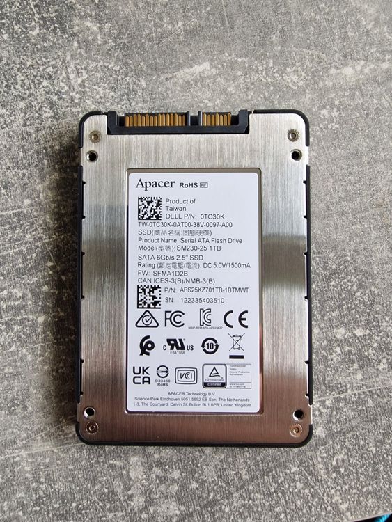 Dell SSDR 1T S3 7MM APACER SM230 Garantie (Nuovo e nell'imballaggio ...