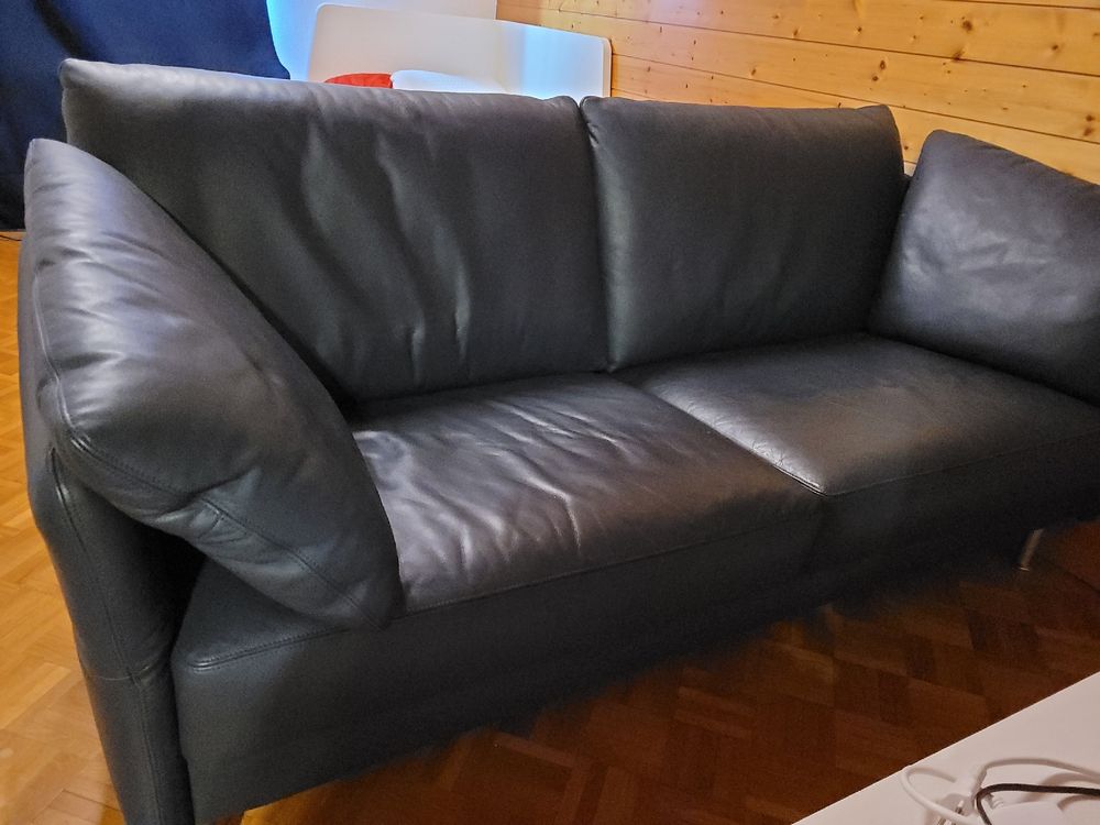 Ledersofa dunkelblau | Kaufen auf Ricardo