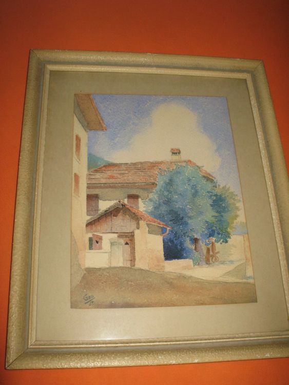 Aquarelle "Geo" signée, 1938, encadrée. | Kaufen auf Ricardo