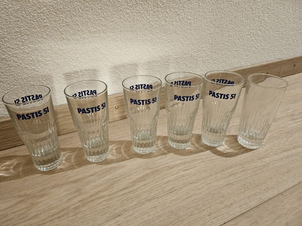5 verres Pastis 51, 1 neutre et 1 carafe Pastis 51 (D'occasion) à La ...