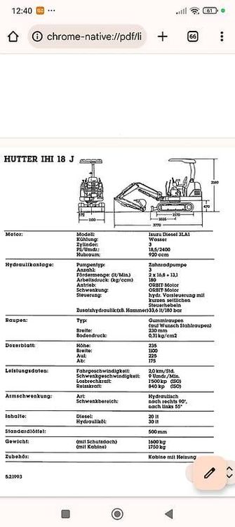 Hutter Ihi 18 J Bagger (Gebraucht) in Kleinwangen für CHF 11000 – nur ...