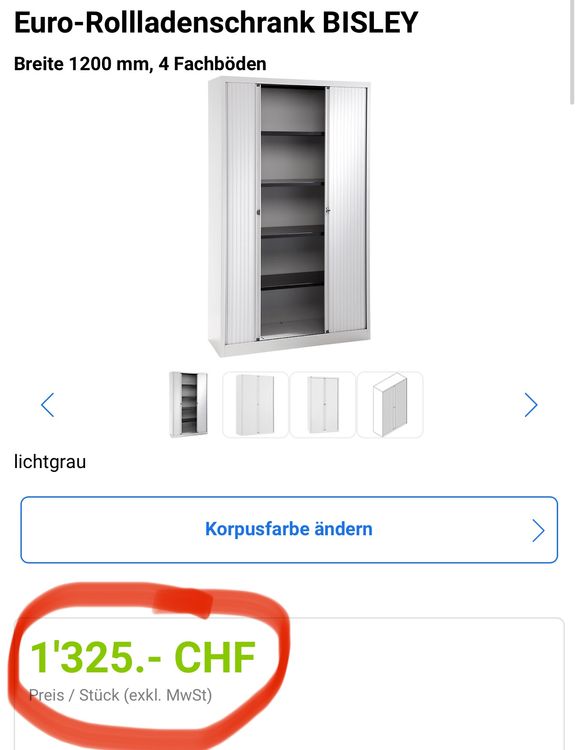 neuer Euro-Rollladenschrank BISLEY statt 1325.- (Neu (gemäss Beschreibung)) in Necker für CHF ...