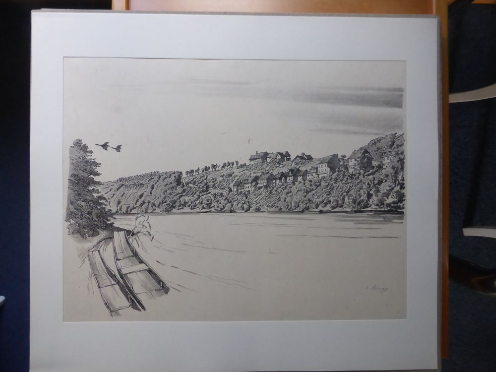 Georg Ernst Rüegg - Fischerhäuser am Nohl Litho handsigniert (Neu (gemäss Beschreibung)) in ...