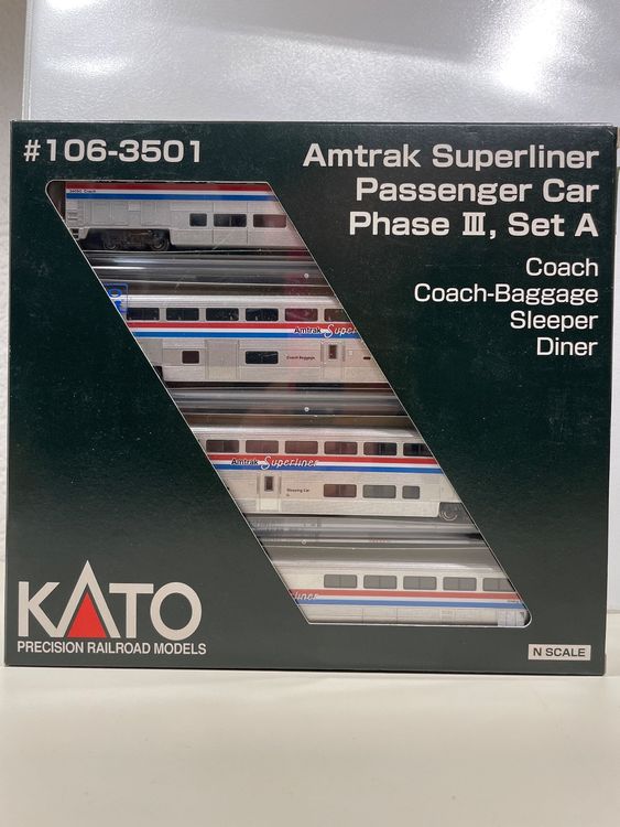 Kato 106-3501 AMTRAK Superliner Personenwagen Set, Spur N (Neu (gemäss Beschreibung)) in ...
