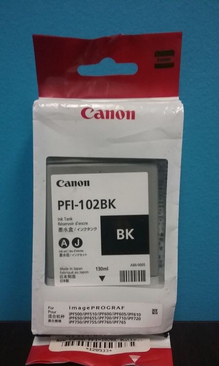 Canon iPF500/iPF750/iPF700/iPF760 black Patrone, PFI-102BK (Neu und ...