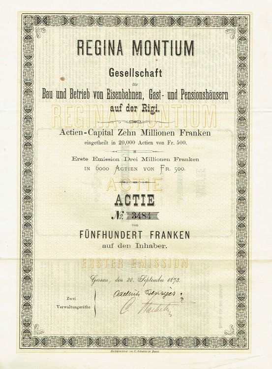 Regina Montium Ges. Bau und Betrieb von Eisenbahnen Rigi (Gebraucht) in ...