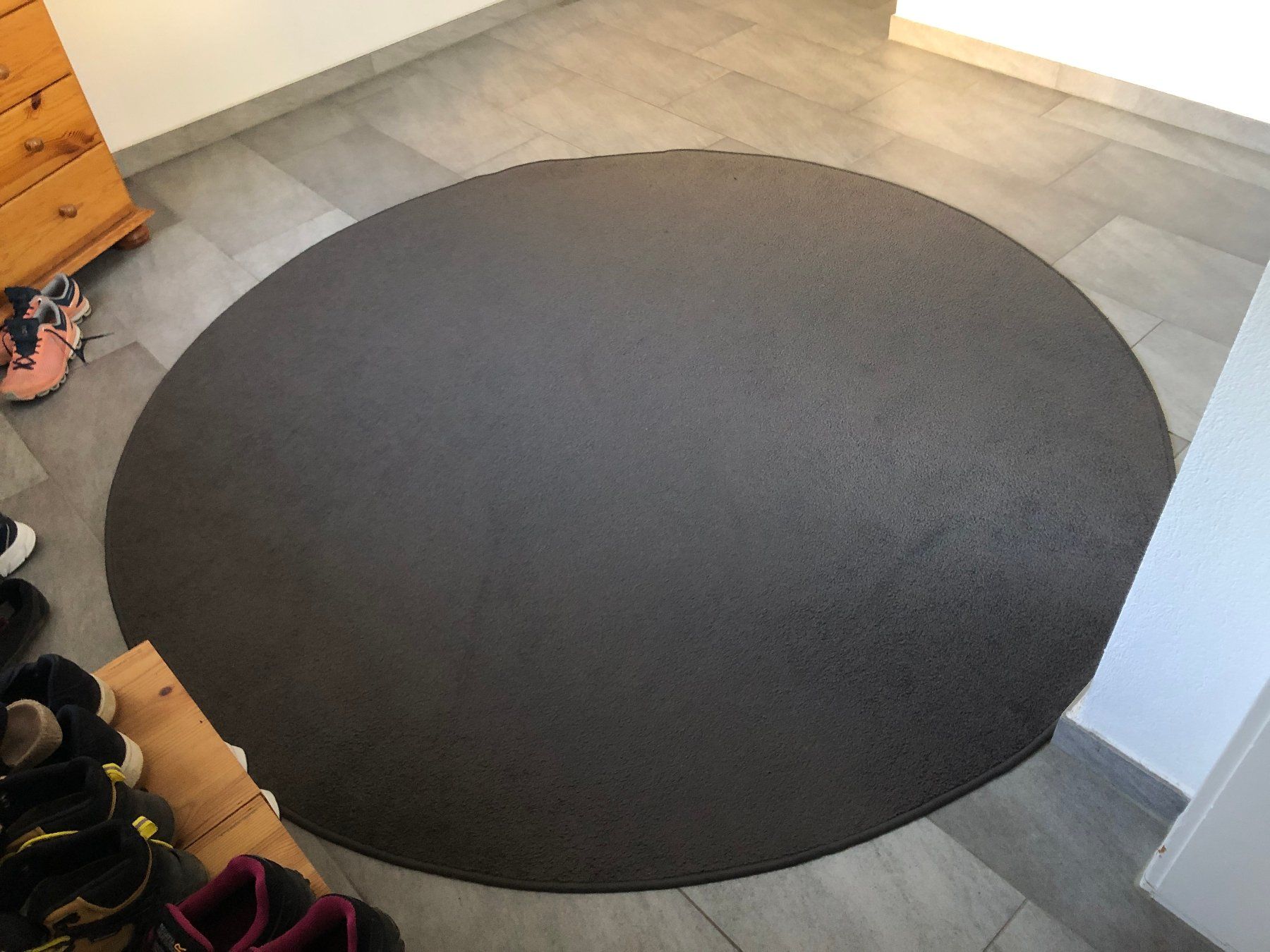 Teppich | Rund | 195 cm | Anthrazit | inkl. Anti-Rutschmatte (Gebraucht ...