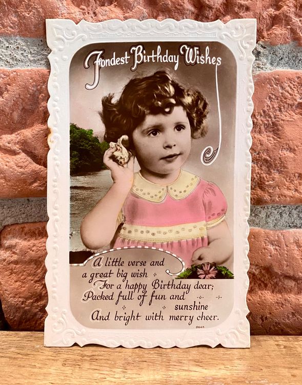 Antike Foto AK Kind - Mädchen mit Muschel aus England (Gebraucht) in ...